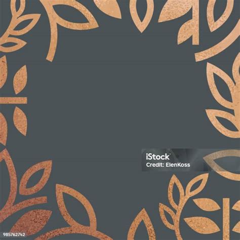 골든 귀여운 그래픽 꽃 프레임입니다 허브와 나뭇잎 벡터 프레임입니다 골든 반짝 호 일 효과입니다 로즈 골드 브론즈 색상입니다 진한 파란색 배경입니다 우아한 초대 결혼식 0