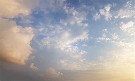 Gentle Clouds Floating On Blue Sky Nature Atmosphere Background Stock