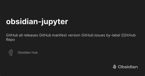 Obsidian Jupyter Obsidian Hub Obsidian Publish