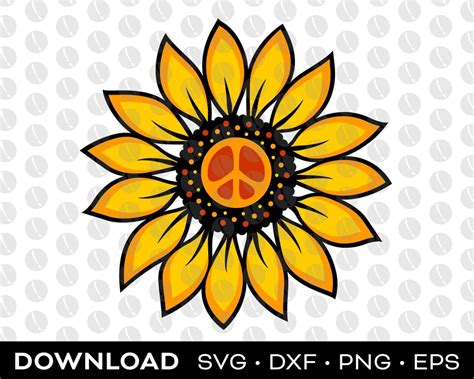 Sunflower Peace Sign Svg Png Dxf Eps Download Etsy