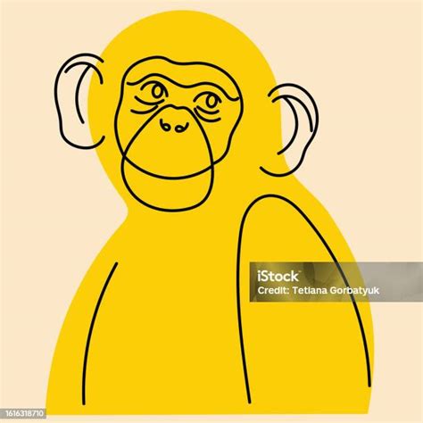 원숭이 아바타 배지 포스터 로고 템플릿 인쇄 평면 만화 스타일의 벡터 그림 갈색에 대한 스톡 벡터 아트 및 기타 이미지 갈색