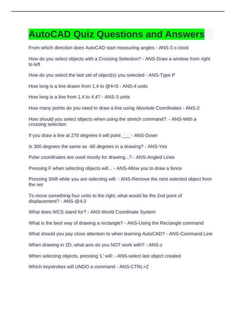 Autocad Quiz Questions And Answers Autocad Stuvia Us