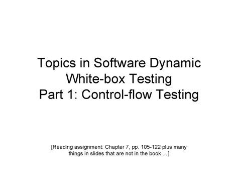Control Flow Testing Lecture Notes Se 320 Docsity