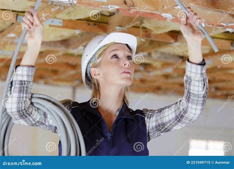 Woman Connecting Network Cables To Switches Stock Image Image Of Links Person