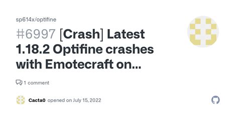 Crash Latest 1182 Optifine Crashes With Emotecraft On Forge 40160 · Issue 6997 · Sp614x