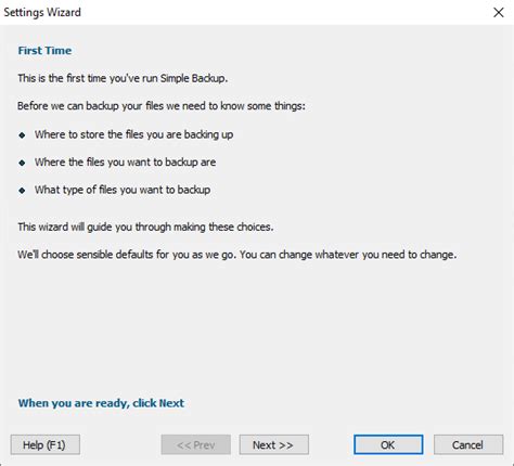 Settings Wizard