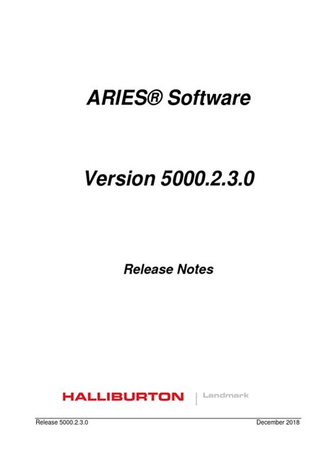 Aries 5000 2 3 0 Release Notes Pdf Software Engineering Computer Science