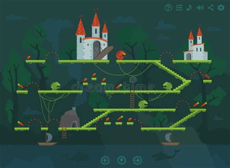 mobile platform game level interface design elements stock vector