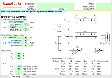 Two Story Moment Frame Analysis Using Finite Element Method Civil Mdc