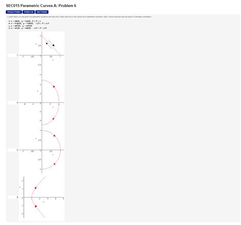 Solved SEC015 Parametric Curves A Problem 6 Previous Post Chegg Com