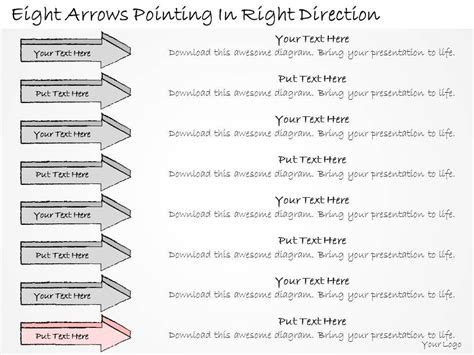 Business Ppt Diagram Eight Arrows Pointing In Right Direction Powerpoint Template