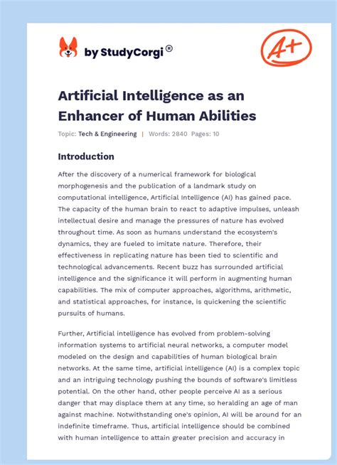 Artificial Intelligence As An Enhancer Of Human Abilities Free Essay Example