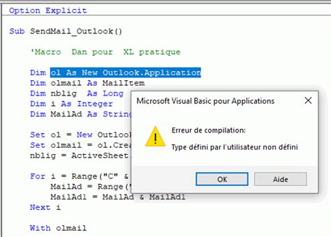 Vba Message Derreur Selon Image Jointe