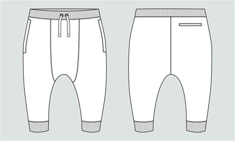 Fleece Cotton Jersey Basic Sweat Pant Technical Fashion Flat Sketch