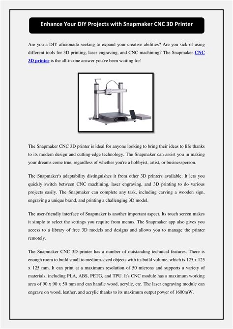 Ppt Enhance Your Diy Projects With Snapmaker Cnc 3d Printer Powerpoint Presentation Id12070071