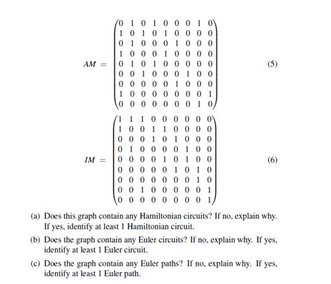 Solved Given Graph G With The Following Adjacency Matrix