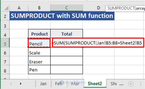 sumproduct across multiple sheets in excel 2 methods exceldemy
