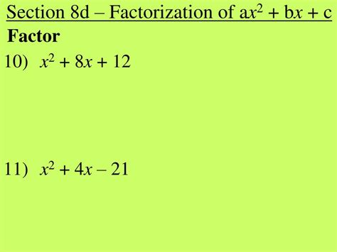PPT Section 8c Factorization Of Quadratic Expressions PowerPoint Presentation ID 4492920
