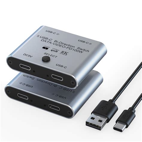 K USB C Switch Splitter USB C Switcher For Computers Bi Directional USBC KVM Switch In