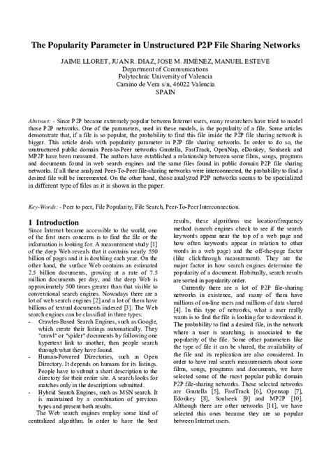 pdf popularity in unstructured p2p networks