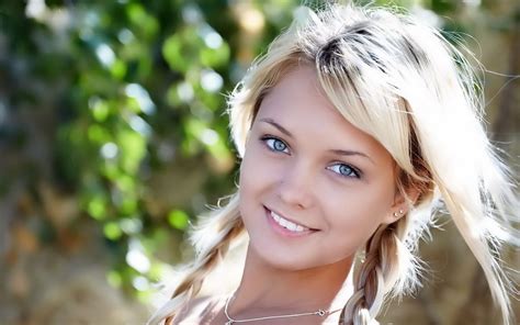 Wallpaper Smile Blonde Girl Hair Flying Wind X Full Hd K Picture Image