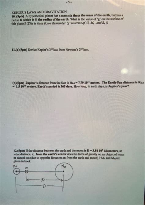 Solved KEPLER S LAWS AND GRAVITATION Pts A Chegg Com