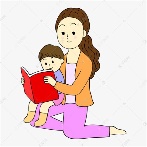 Q版给孩子讲故事的妈妈素材图片免费下载高清psd千库网图片编号11021225
