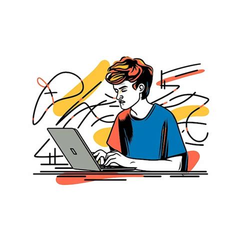 Hardworking Person Line Art Vector Illustration Premium Ai Generated
