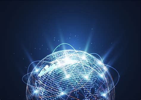 글로벌 네트워크 연결 세계지도 포인트 프리미엄 벡터