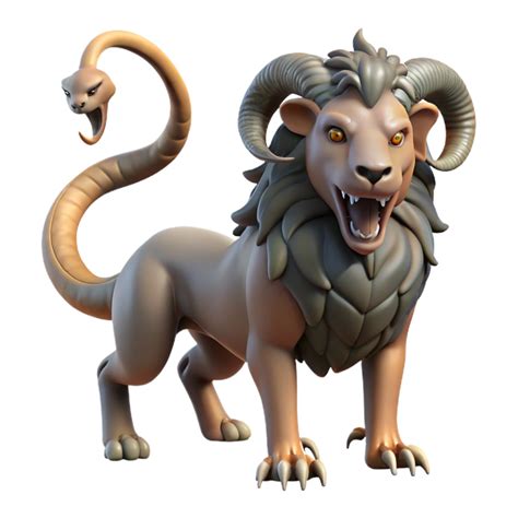Wonderful Artistic A Menacing Chimera With The Head Of A Lion The Body
