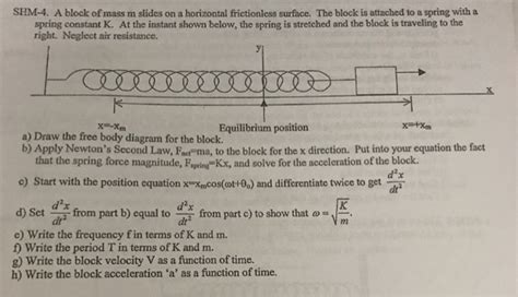 Solved SHM A Block Of Mass M Slides On A Horizontal Chegg Com