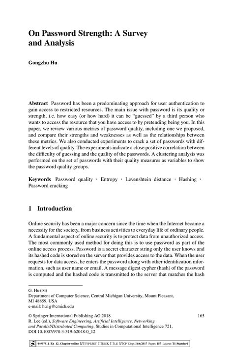 Pdf On Password Strength A Survey And Analysis