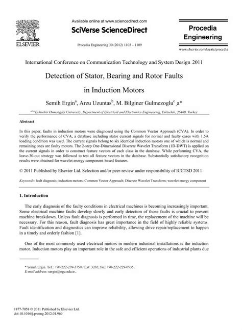 Pdf Detection Of Stator Bearing And Rotor Faults In Induction Motors