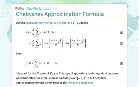 chebyshev approximation formula from wolfram mathworld