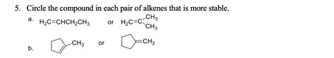 Solved Circle The Compound In Each Pair Of Alkenes That Chegg