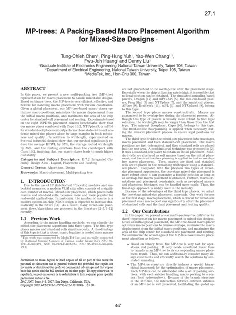 Mp Trees A Packing Based Macro Placement Algorithm For Mixed Size