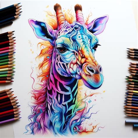 Colour Giraffe Drawing