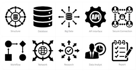 Premium Vector A Set Of 10 Data Analytics Icons As Structure Database Big Data