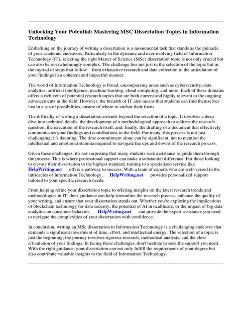 msc dissertation topics in information technology pdf