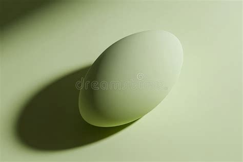 Smooth Oval Form In Light Green Slowly Rotating In Space With Soft Shadows Playing Around Its
