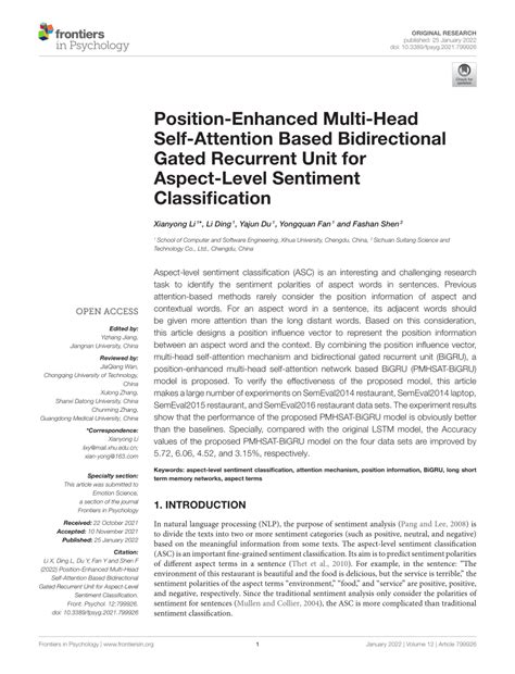 Pdf Position Enhanced Multi Head Self Attention Based Bidirectional