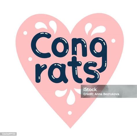 분홍색 마음으로 친서를 보내주며 축하합니다 발렌타인 데이 생일을 위한 인사말 카드 사랑의 선언 손으로 쓴 글자 벡터 일러스트레이션 공휴일에 대한 스톡 벡터 아트 및 기타