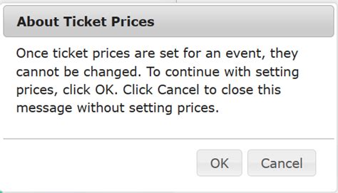 Unable To Set Ticket Prices For Games Knowledge Matters Support