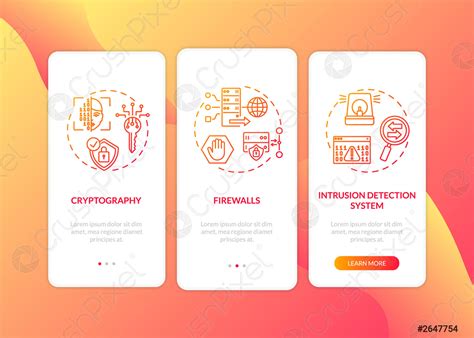 Cybersecurity Measures Onboarding Mobile App Page Screen With Concepts Stock Vector 2647754