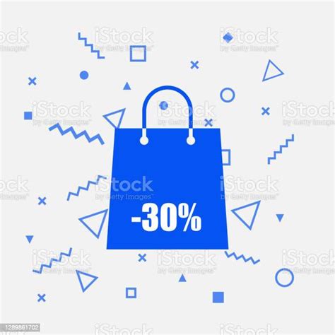 30 판매 가방 태그 기호 아이콘 할인 기호 특별 오퍼 라벨 흐리게 된 배경의 아이콘입니다 흰색 배경에 격리된 스톡 벡터 그림입니다 가방에 대한 스톡 벡터 아트 및 기타