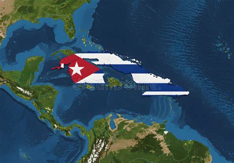 Cuba Flag On World Map Stock Illustration Illustration Of Emblem
