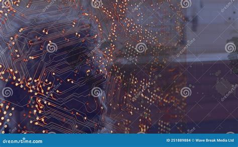 animation of processor socket over african american men using smartphone stock footage video