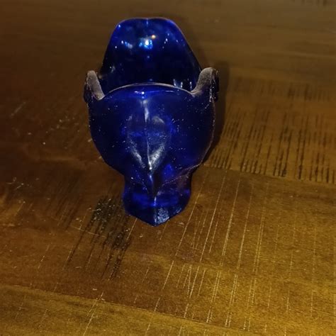 Mosser Accents Vintage Mosser Victorian Rose Cobalt Blue Glass Shoe Slipper Upturned Toe