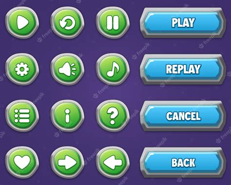 Premium Vector Set Of Game Buttons With Editable Text Effect And