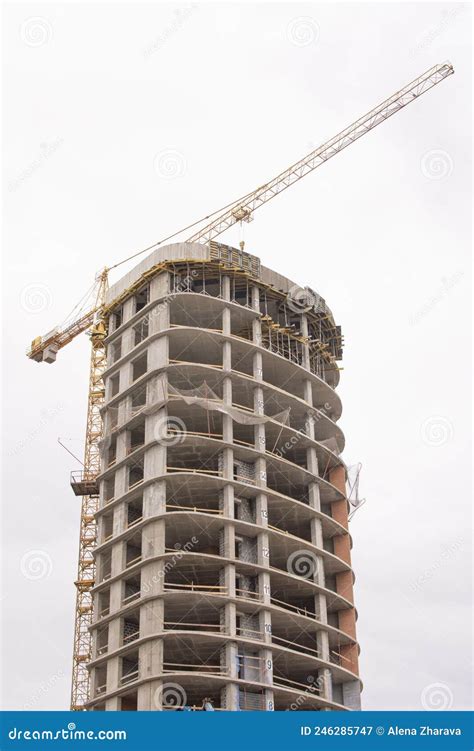 Construction Of A High Rise Building With A Crane Construction Of Buildings Using Formwork In